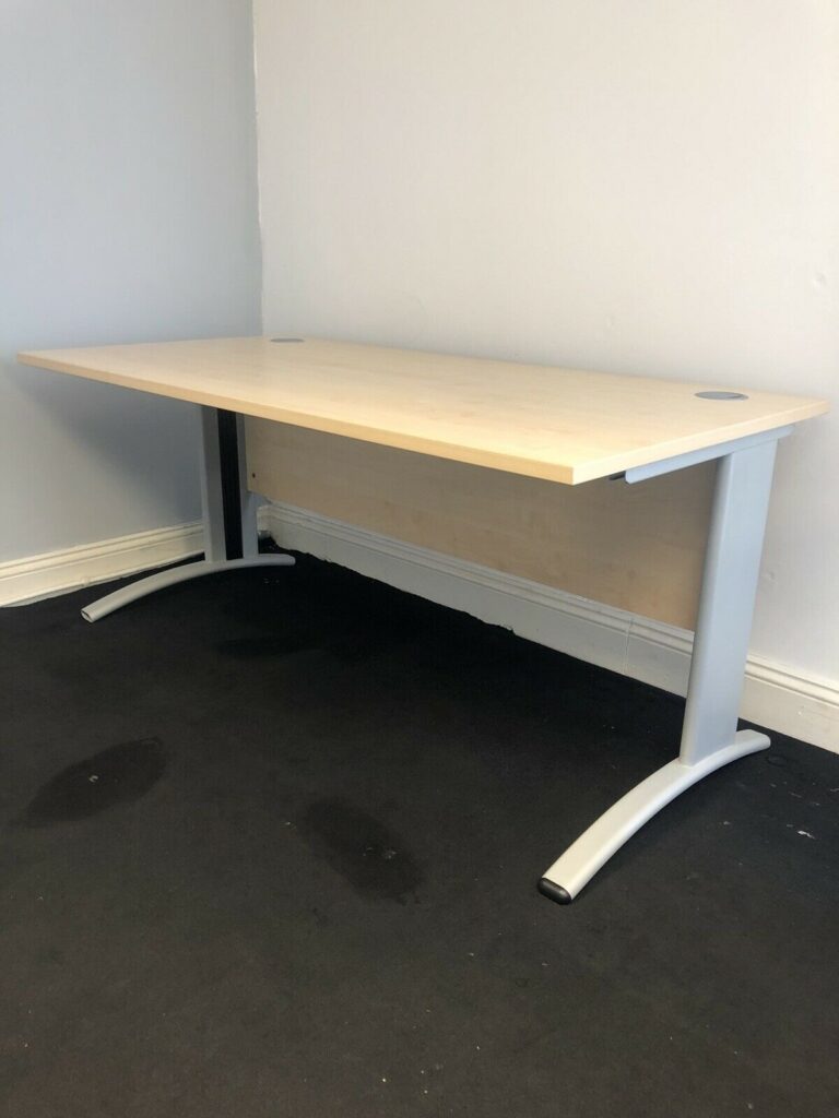 Apple Laminate Desk | Aluminium Silver Cantilever Legs