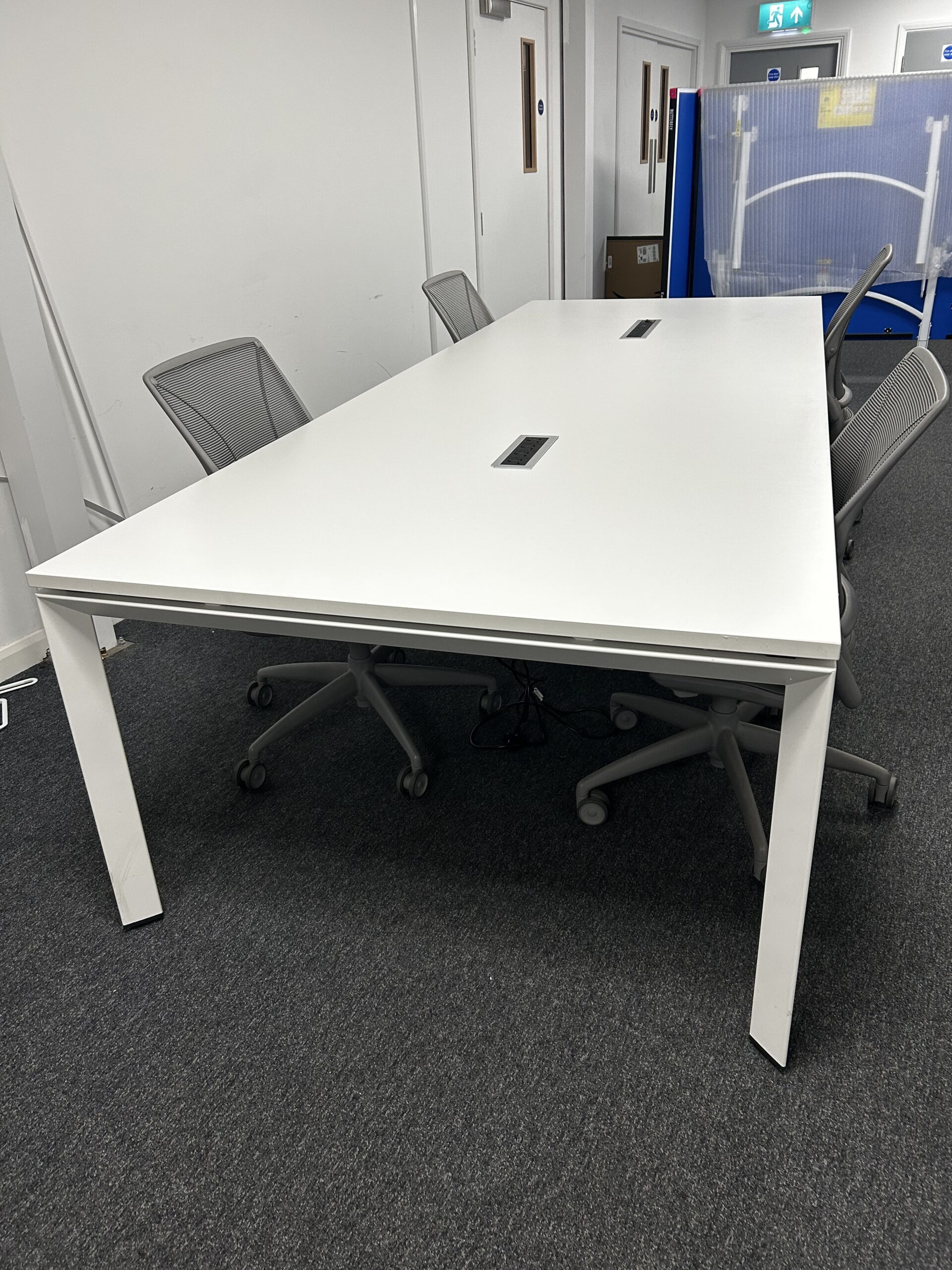 Steelcase Frame ONE Bench Desks bank of 4 x 1.6m x 0.6m white