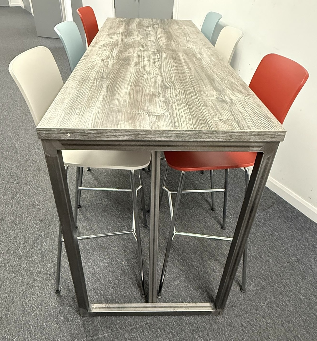 Frovi Relic High Table | Rustic Oak | Raw Metal Frame