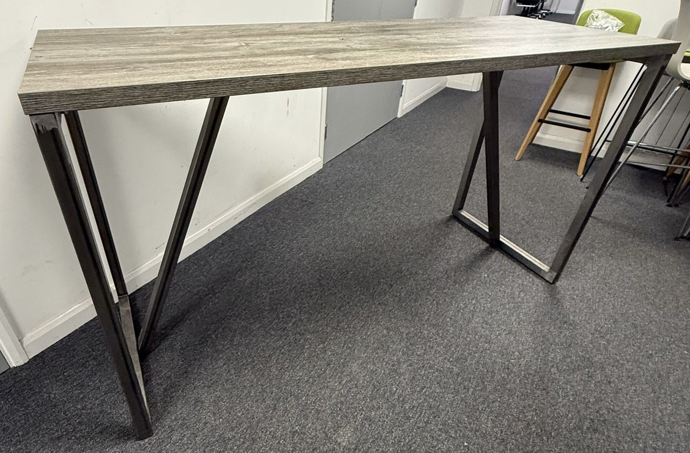 Frovi Relic High Table | Rustic Oak | Raw Metal Frame